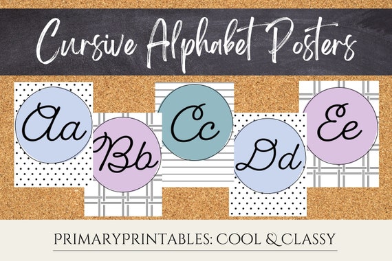 Cursive Alphabet Posters Classroom Decor Cool & Classy - Etsy
