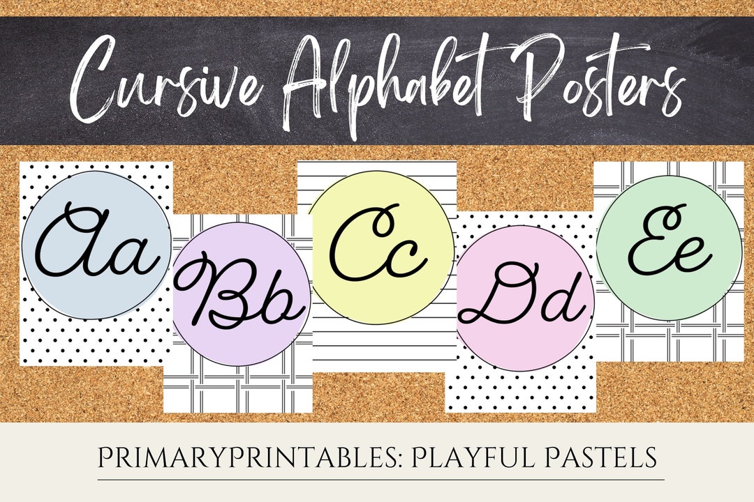 Cursive Alphabet Posters - Classroom Decor - Playful Pastels - Digital ...