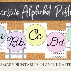 Cursive Alphabet Posters - Classroom Decor - Playful Pastels - Digital ...