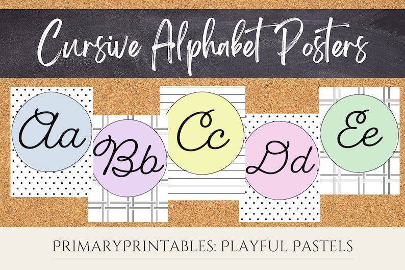 Cursive Alphabet Posters - Classroom Decor - Playful Pastels - Digital ...
