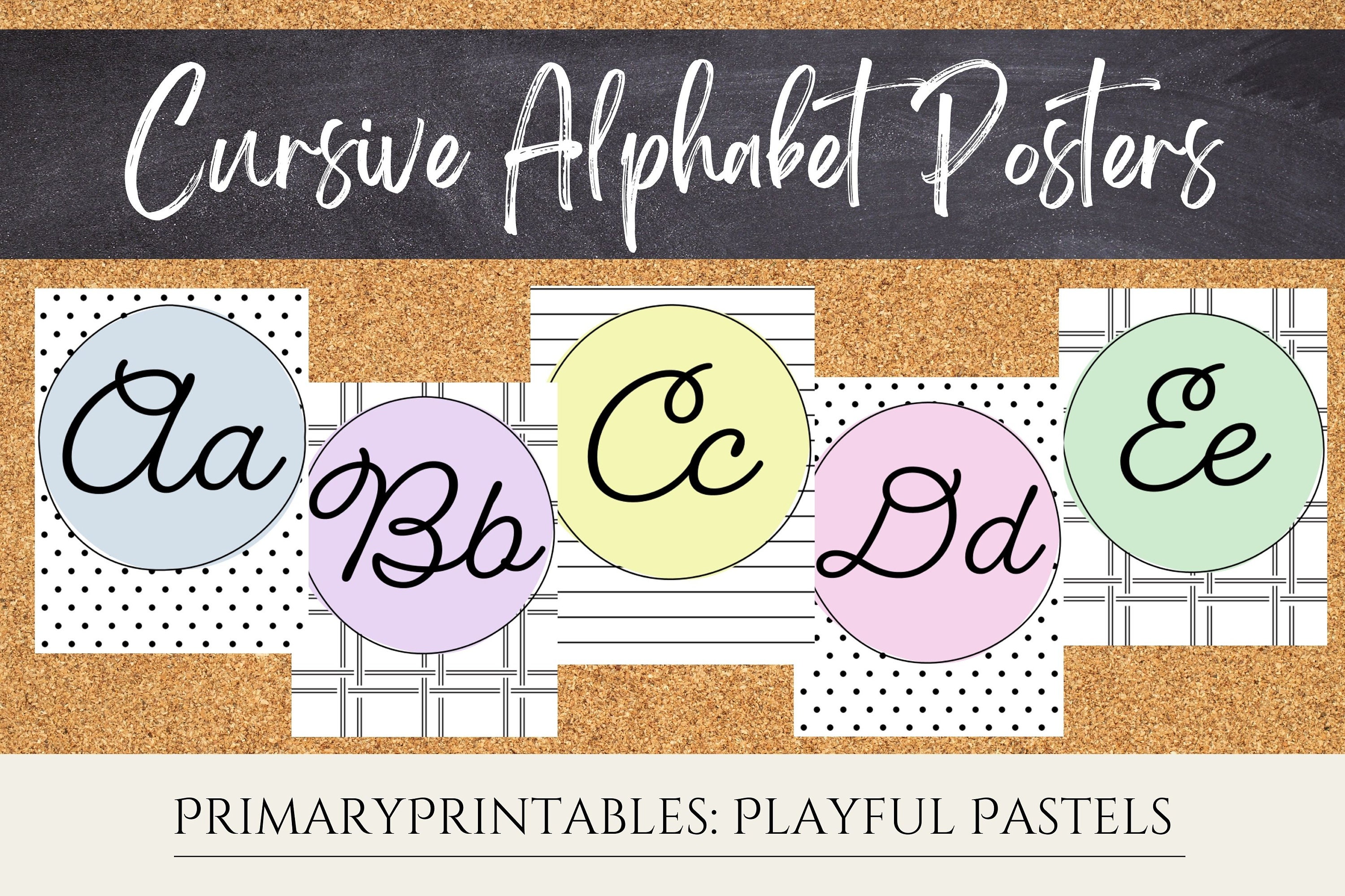 Cursive Alphabet Posters - Classroom Decor - Playful Pastels - Digital ...