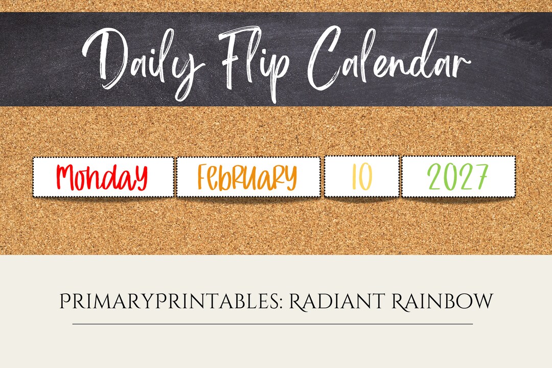 Daily Classroom Flip Calendar - Classroom Decor - Radiant Rainbow ...