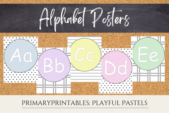 Alphabet Posters Classroom Decor Playful Pastels Digital - Etsy