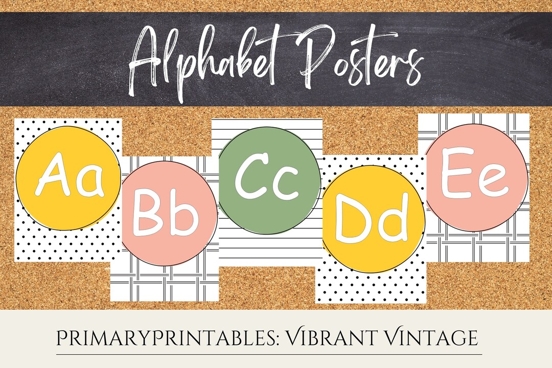 Alphabet Posters - Classroom Decor - Vibrant Vintage - Digital Dowload ...