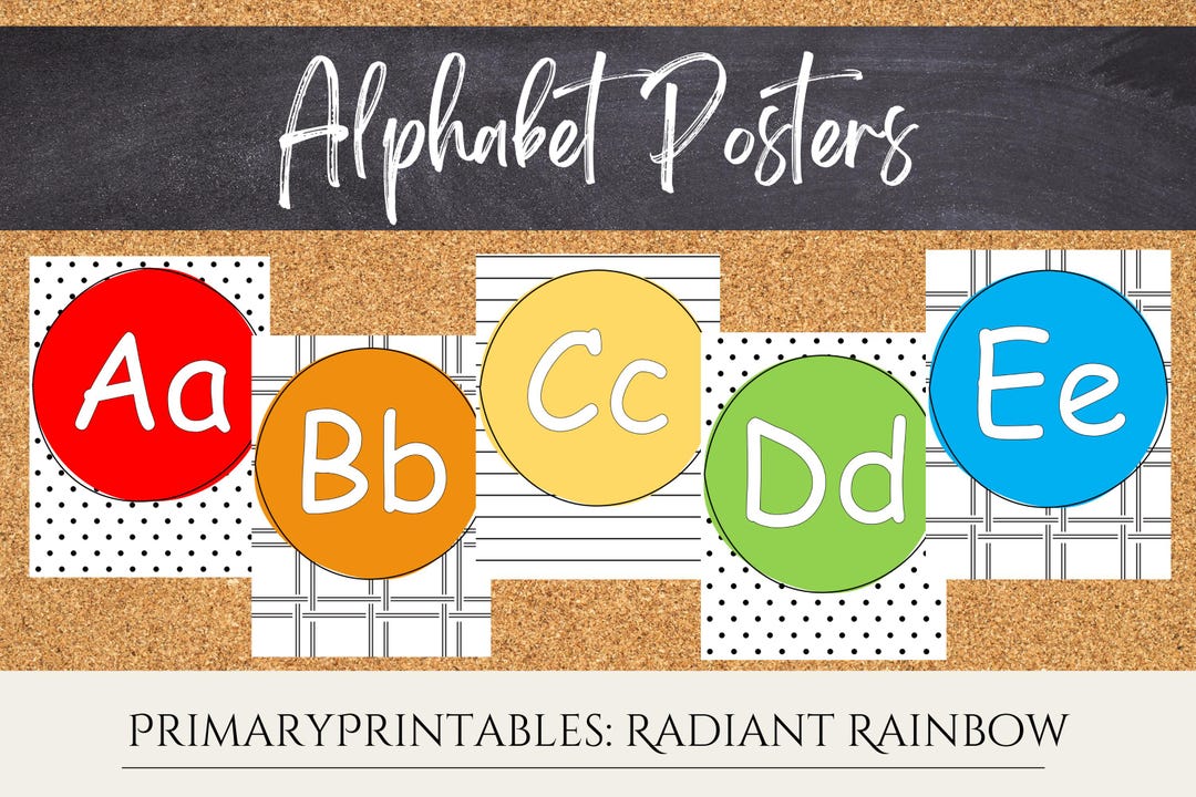 Alphabet Posters - Classroom Decor - Radiant Rainbow - Digital Dowload ...