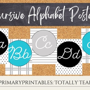 Cursive Alphabet Posters - Classroom Decor - Totally Teal - Digital ...