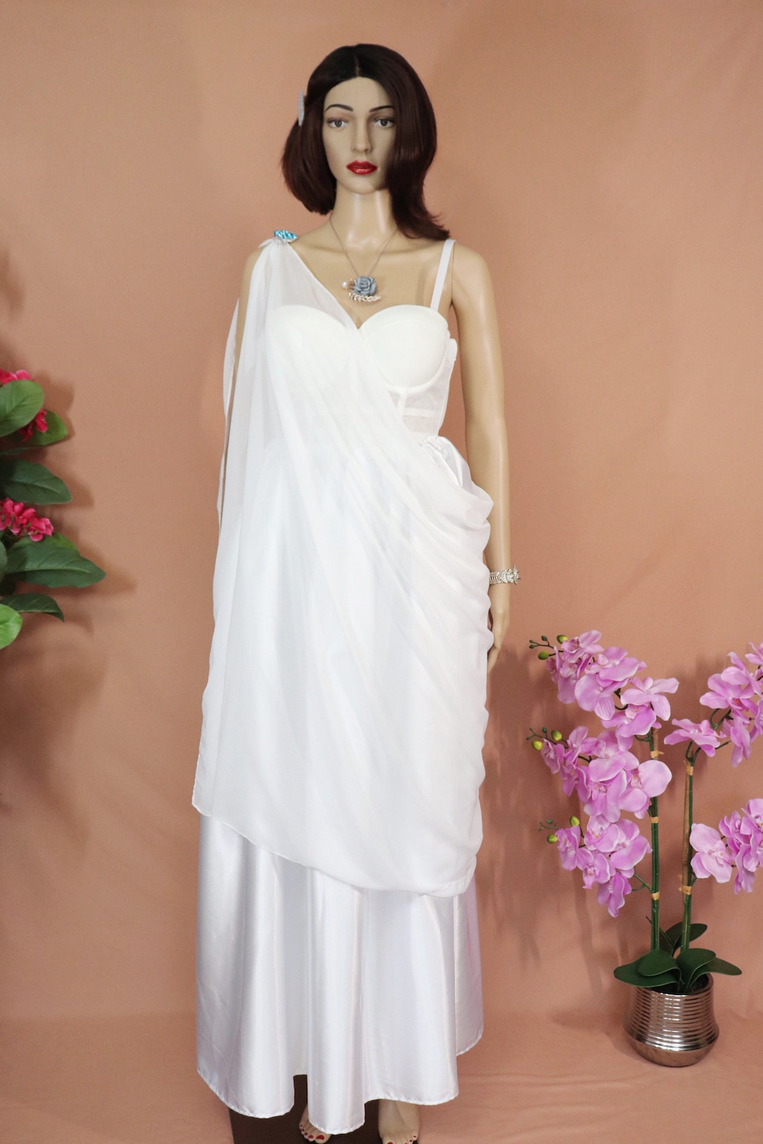 White Bridal Mushanana With Sheer Drape| Umushanana| Umukenyero ...