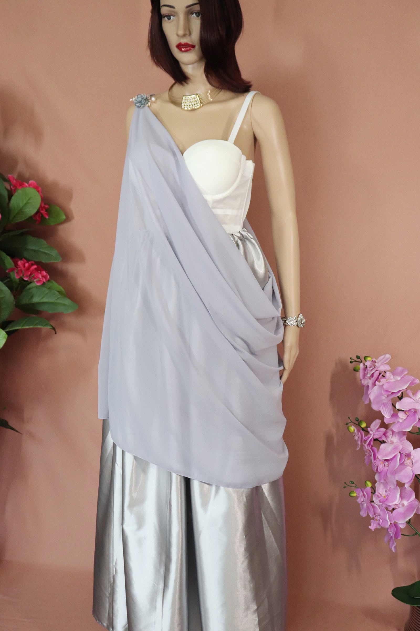 Silver Grey Mushanana With Sheer Drape| Umukenyero | Umucenyero ...