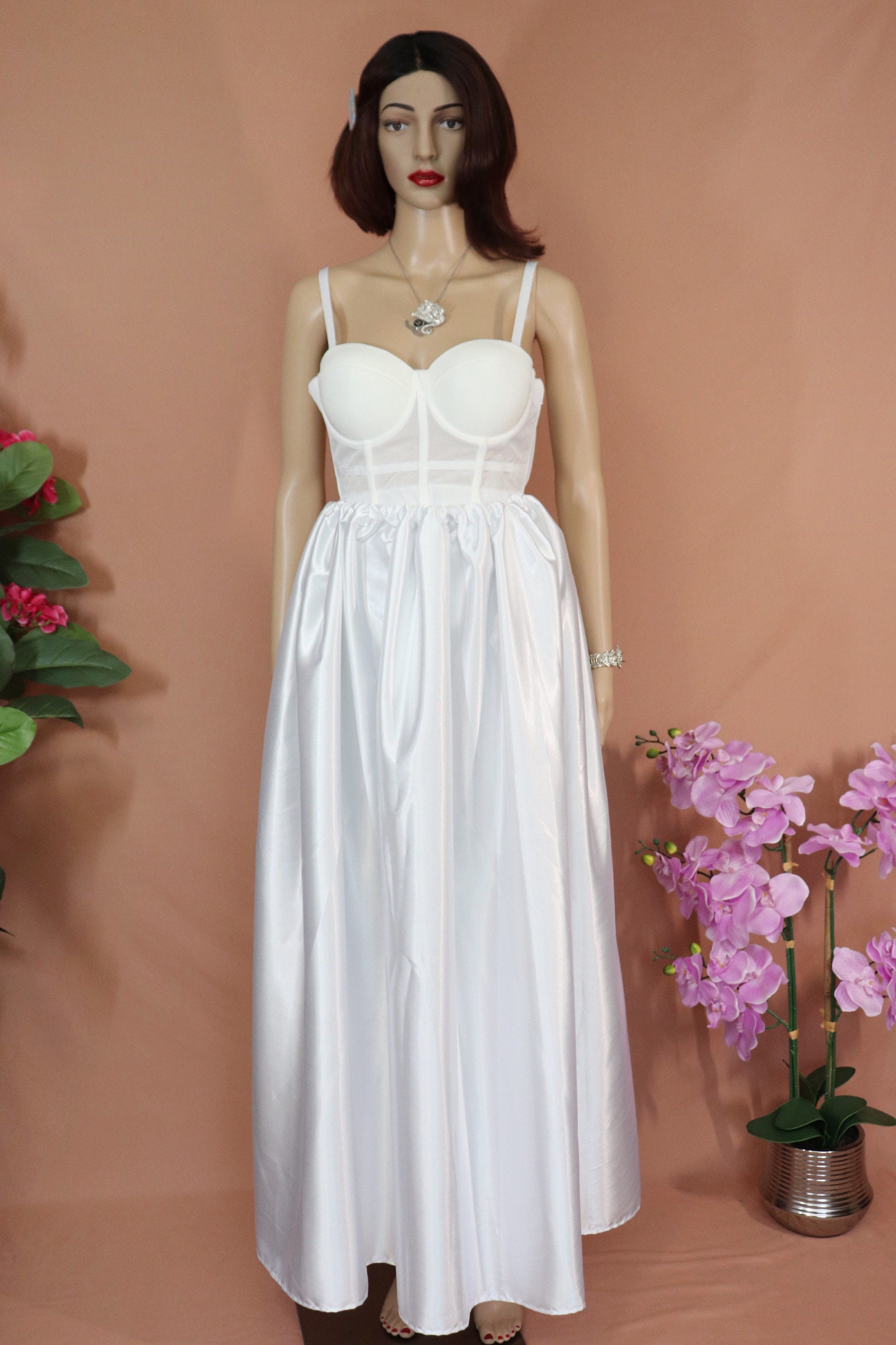 White Bridal Mushanana With Pink Floral Organza Drape Umushanana ...