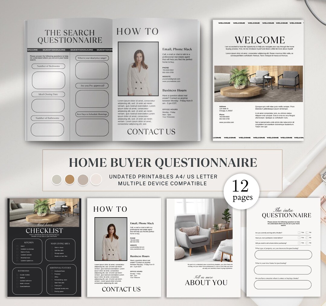 Home Buyer Questionnaire / First-time Homebuyer Survey / Real Estate ...