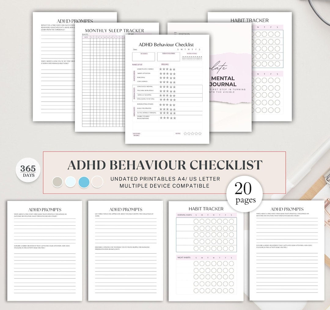 ADHD Behavioral Checklist / Printable ADHD Symptoms Tracker / ADHD ...