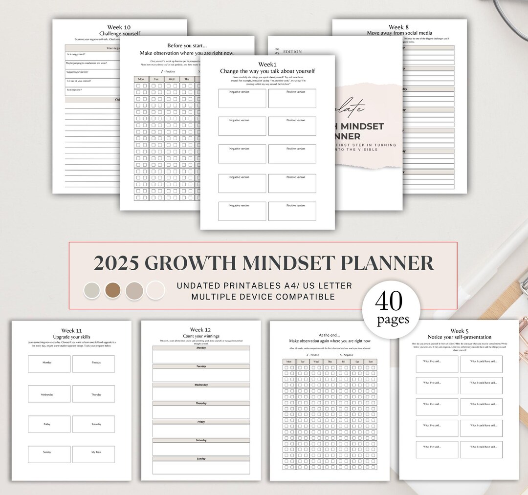 Growth Mindset Planner / Personal Development Planner / Mindset Journal ...