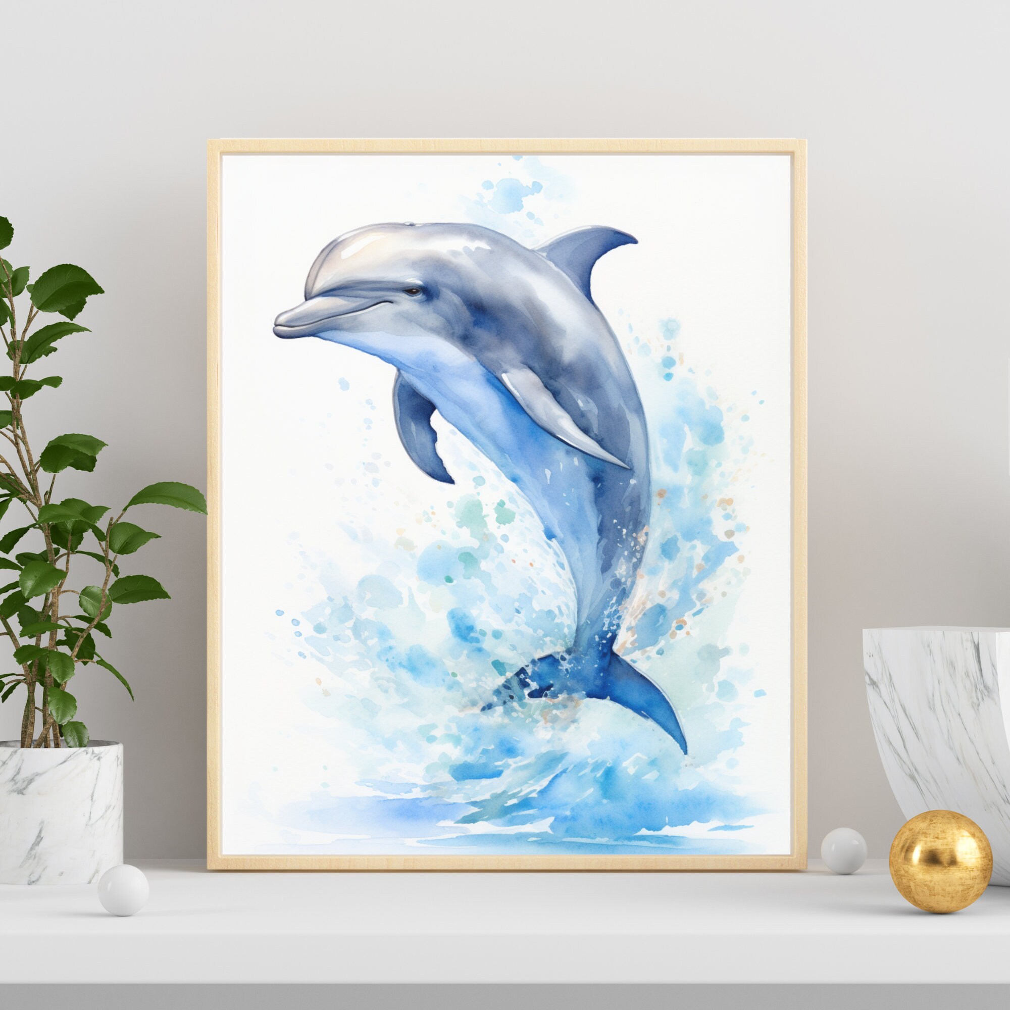 Colorful Dolphin Wall Art Ocean Themed Wall Art for Home Office Decor ...
