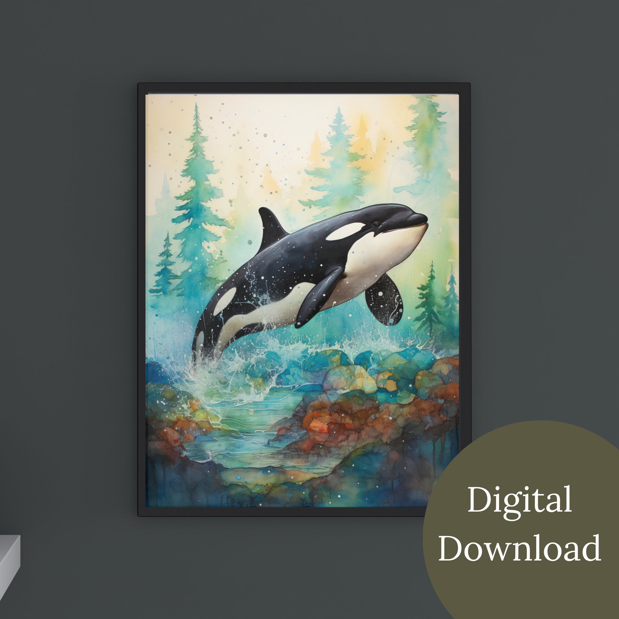 Beautiful Orca Digital Art Print Orca Artwork Ocean Wall Art for Home ...