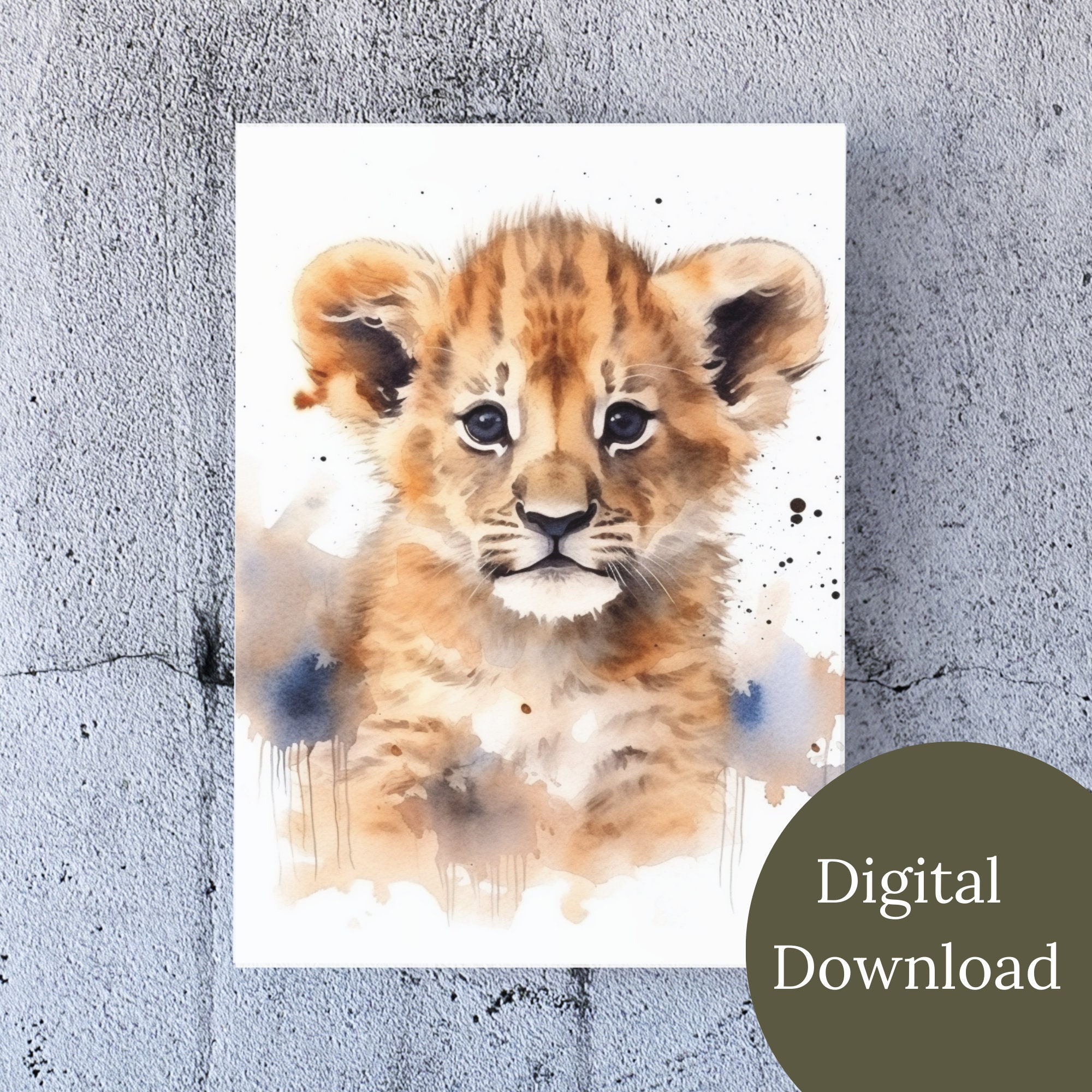 Lion Cub Art Print Lion Cub Wall Art Lion Artwork for Home Wildlife ...