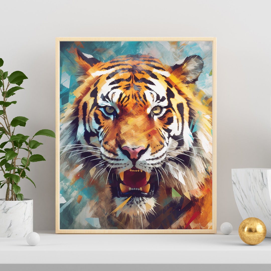 Colorful Tiger Art Print Tiger Wall Art Print Modern Art Style Print ...