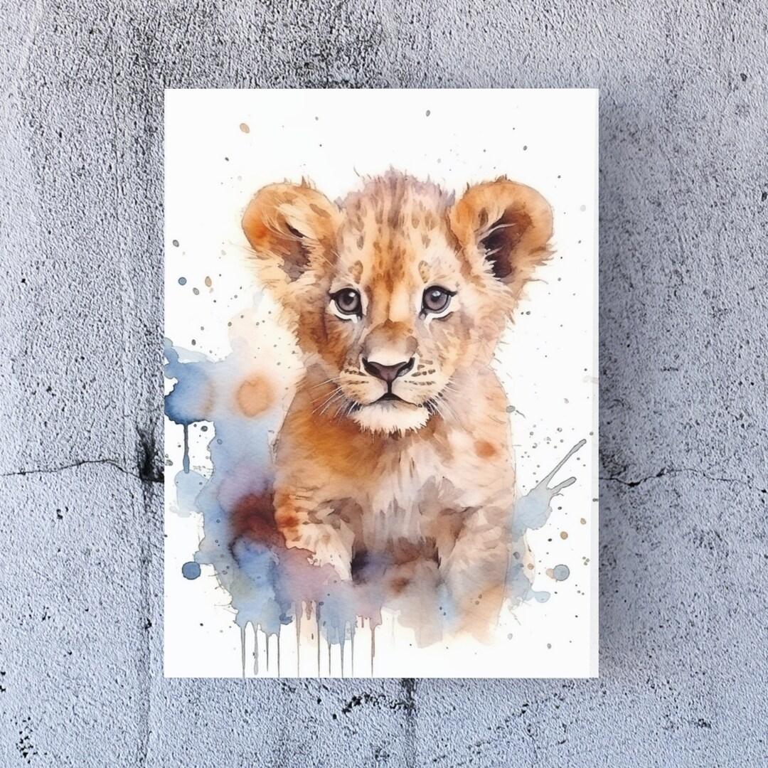 Lion Cub Art Print Lion Cub Wall Art Lion Artwork for Home Wildlife ...