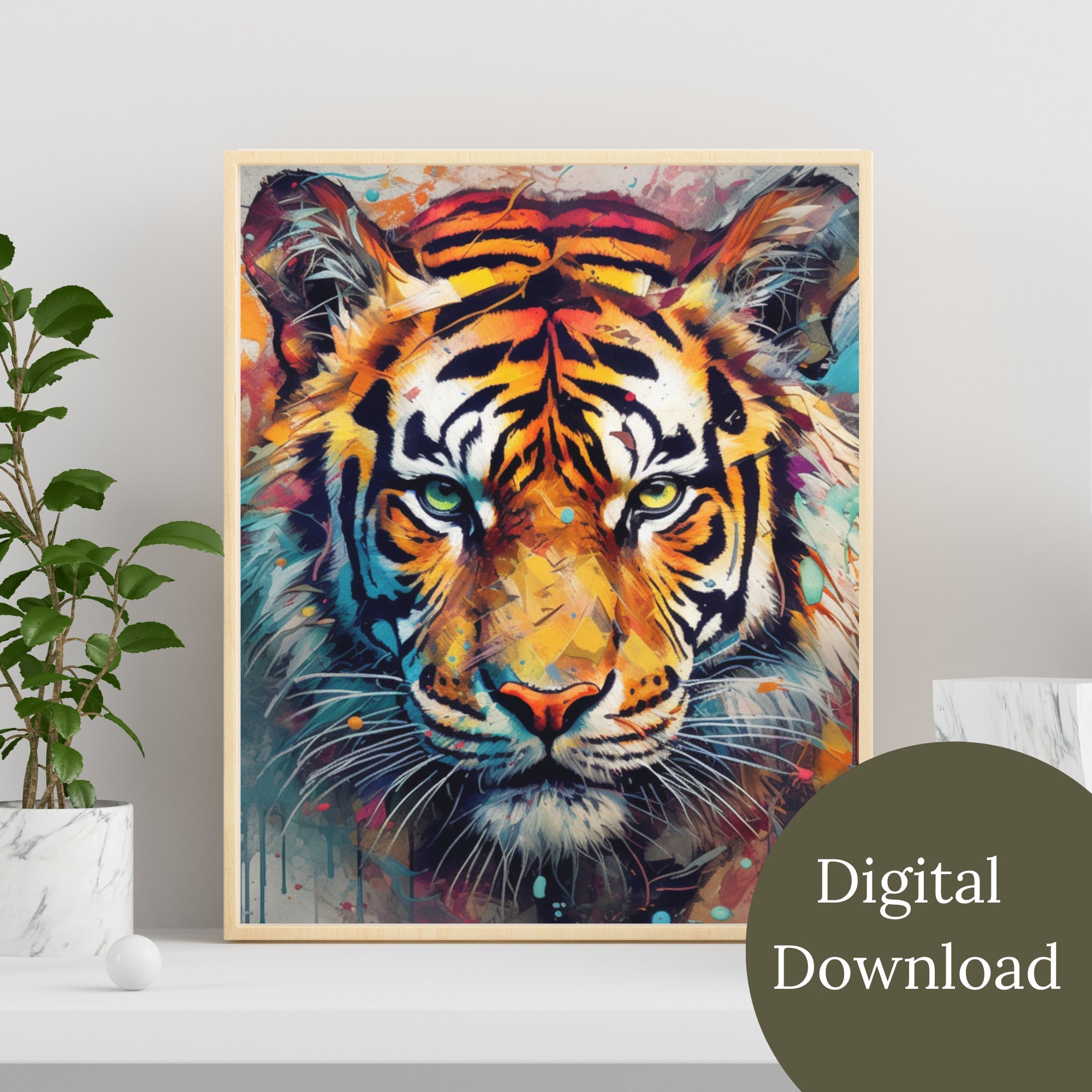 Colorful Tiger Art Print Tiger Wall Art Print Modern Art Style - Etsy