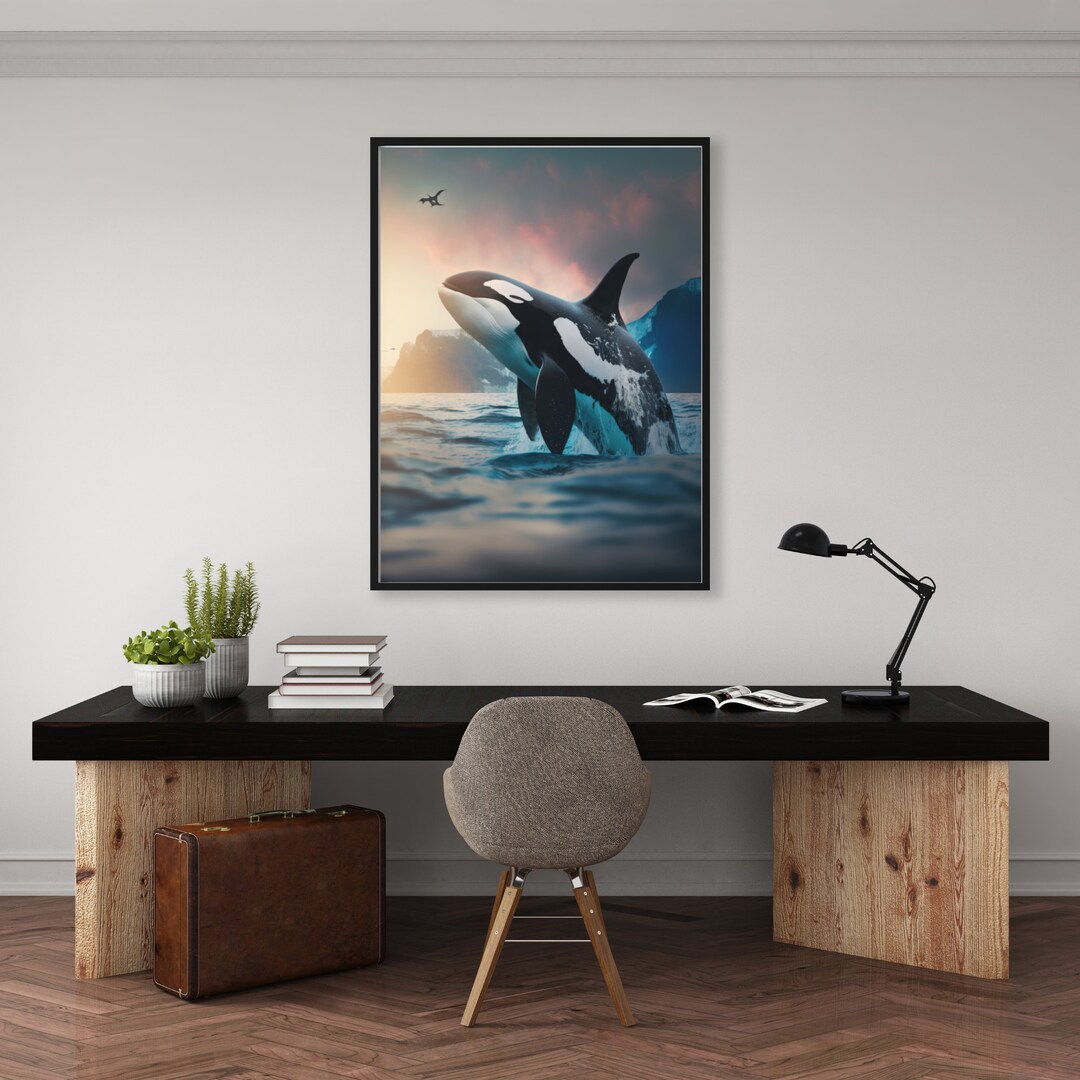 Beautiful Orca Digital Art Print, Orca Artwork, Ocean Wall Art for Home ...