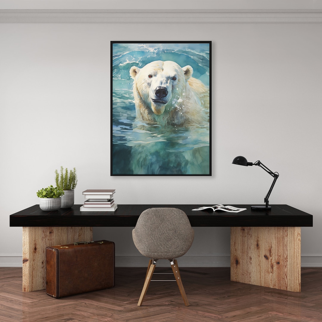 Polar Bear on Ice Artwork Polar Bear Art Print Polar Bear Wall Art Bear ...