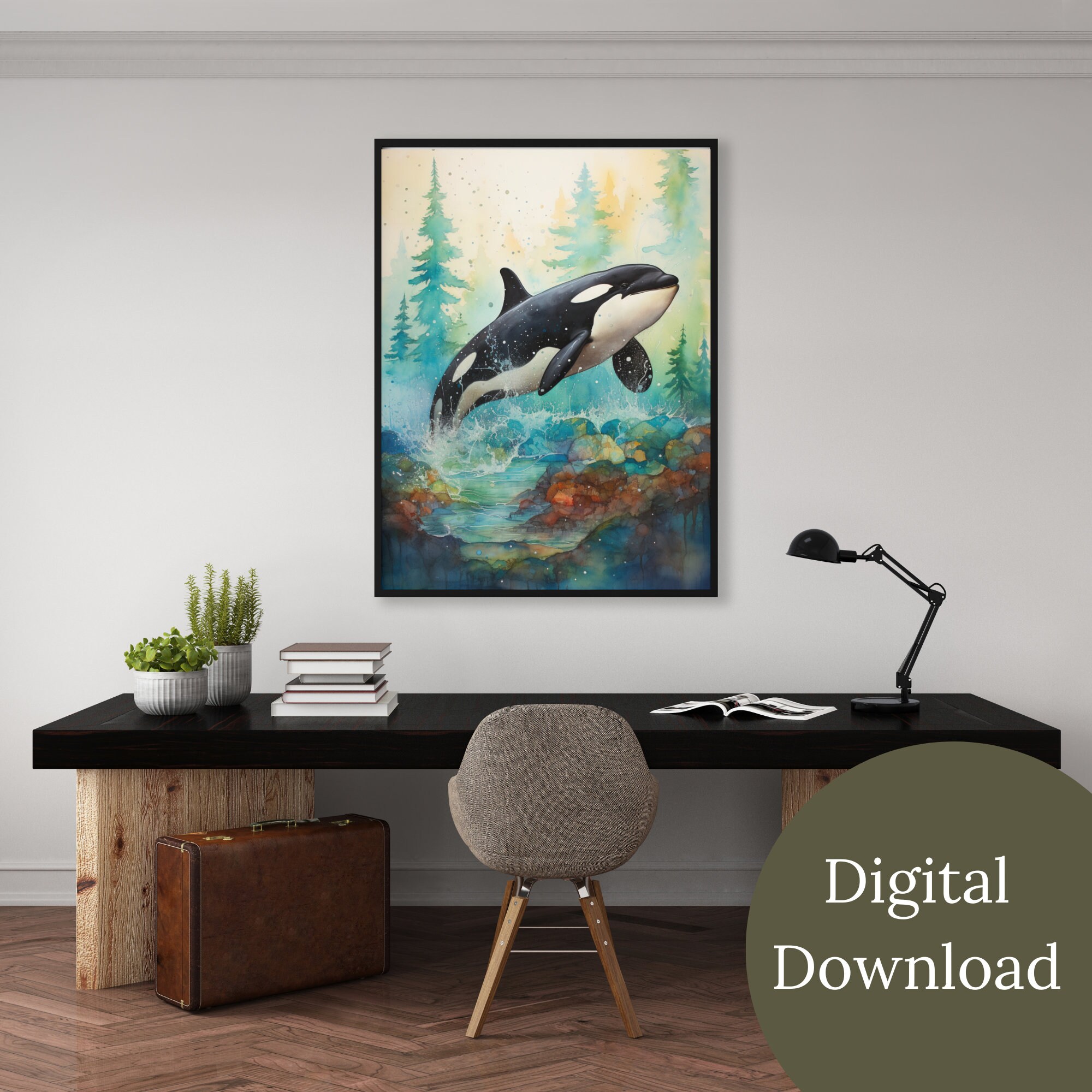 Beautiful Orca Digital Art Print Orca Artwork Ocean Wall Art for Home ...