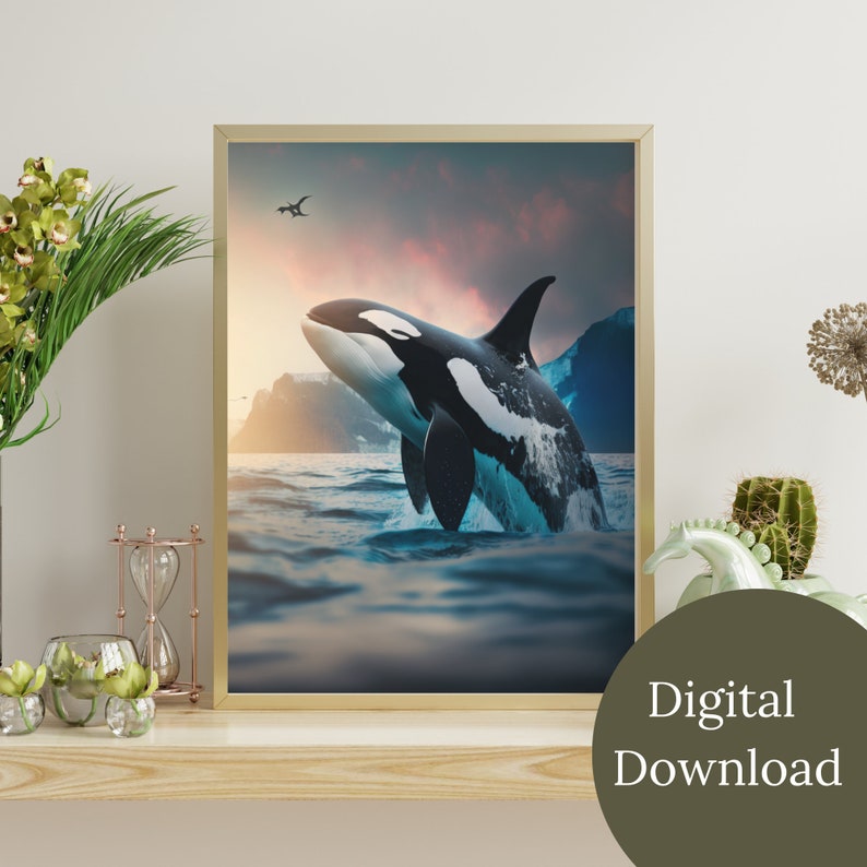 Beautiful Orca Digital Art Print Orca Artwork Ocean Wall Art - Etsy