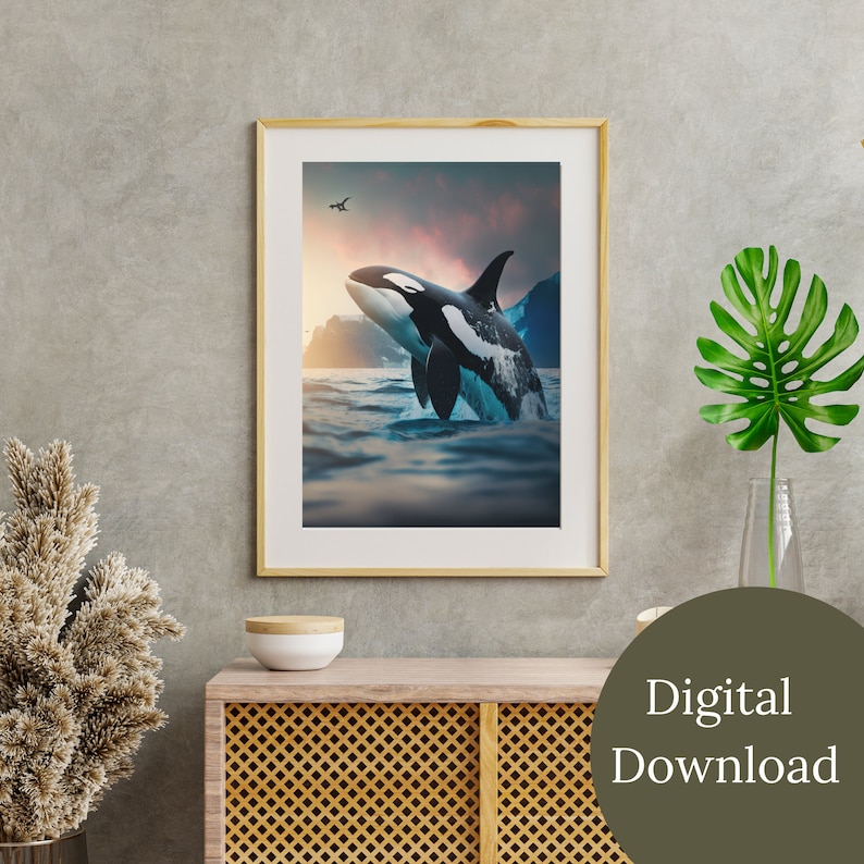 Beautiful Orca Digital Art Print Orca Artwork Ocean Wall Art - Etsy