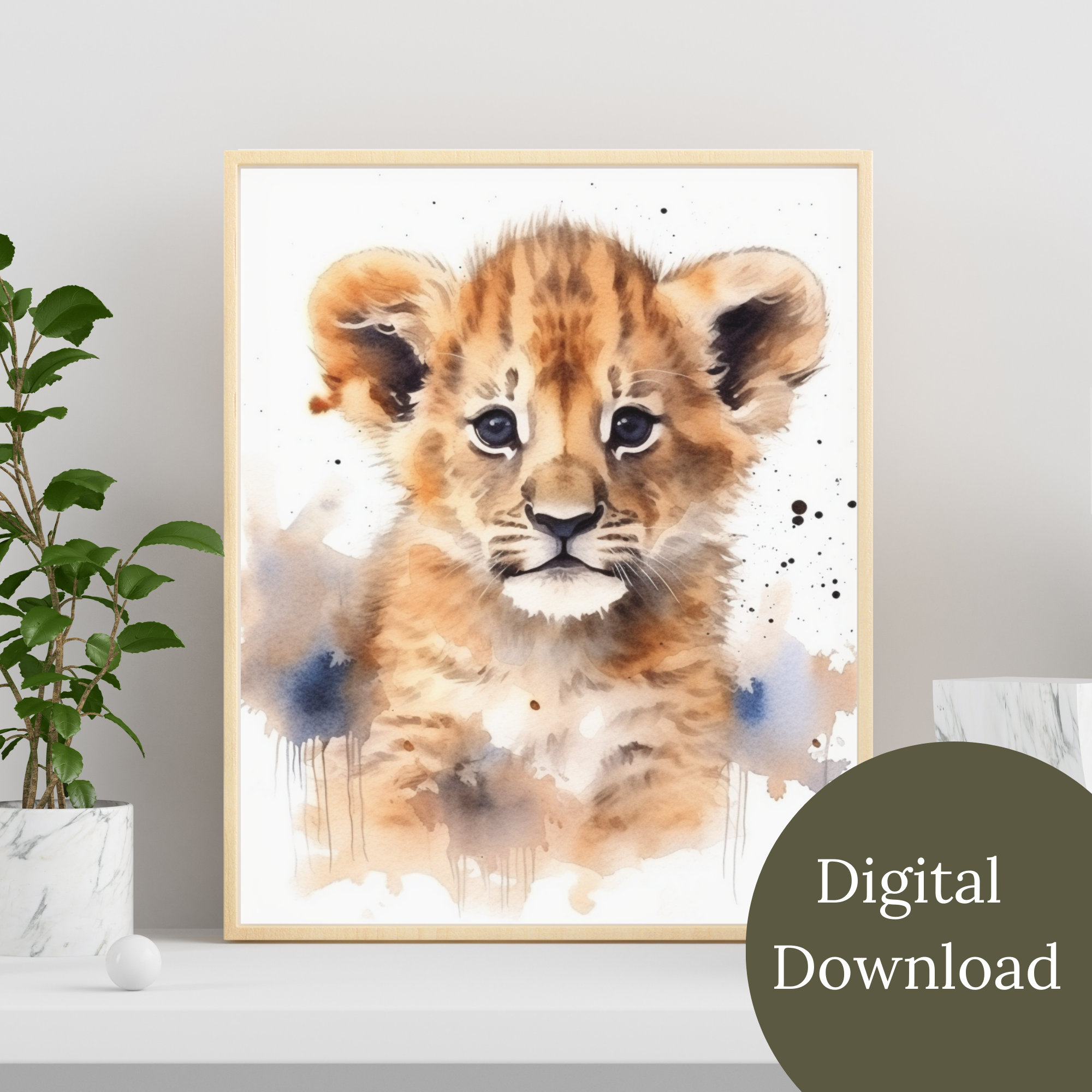 Lion Cub Art Print Lion Cub Wall Art Lion Artwork for Home - Etsy