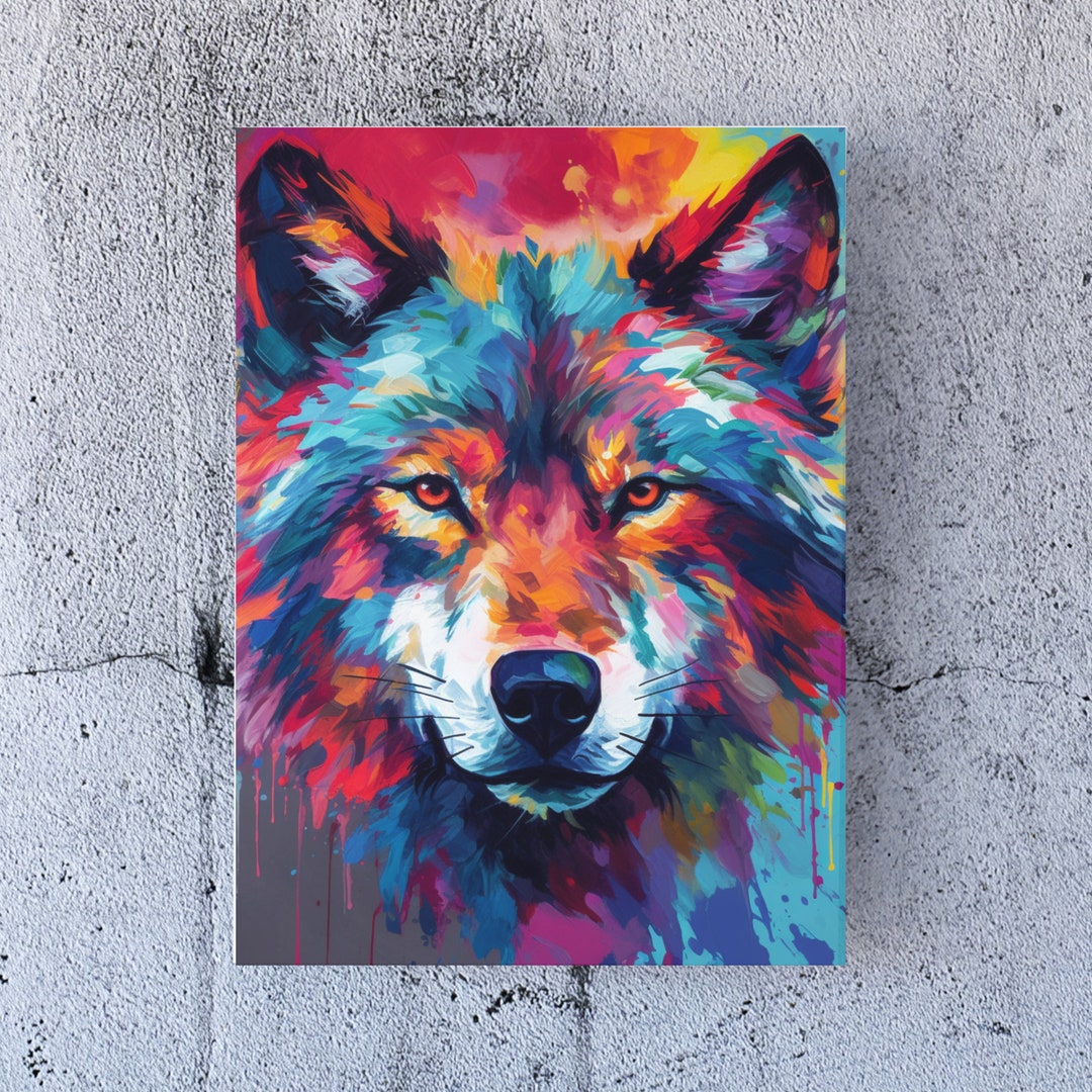 Colorful Wolf Art Print Modern Art Style Digital Art Print Wolf ...