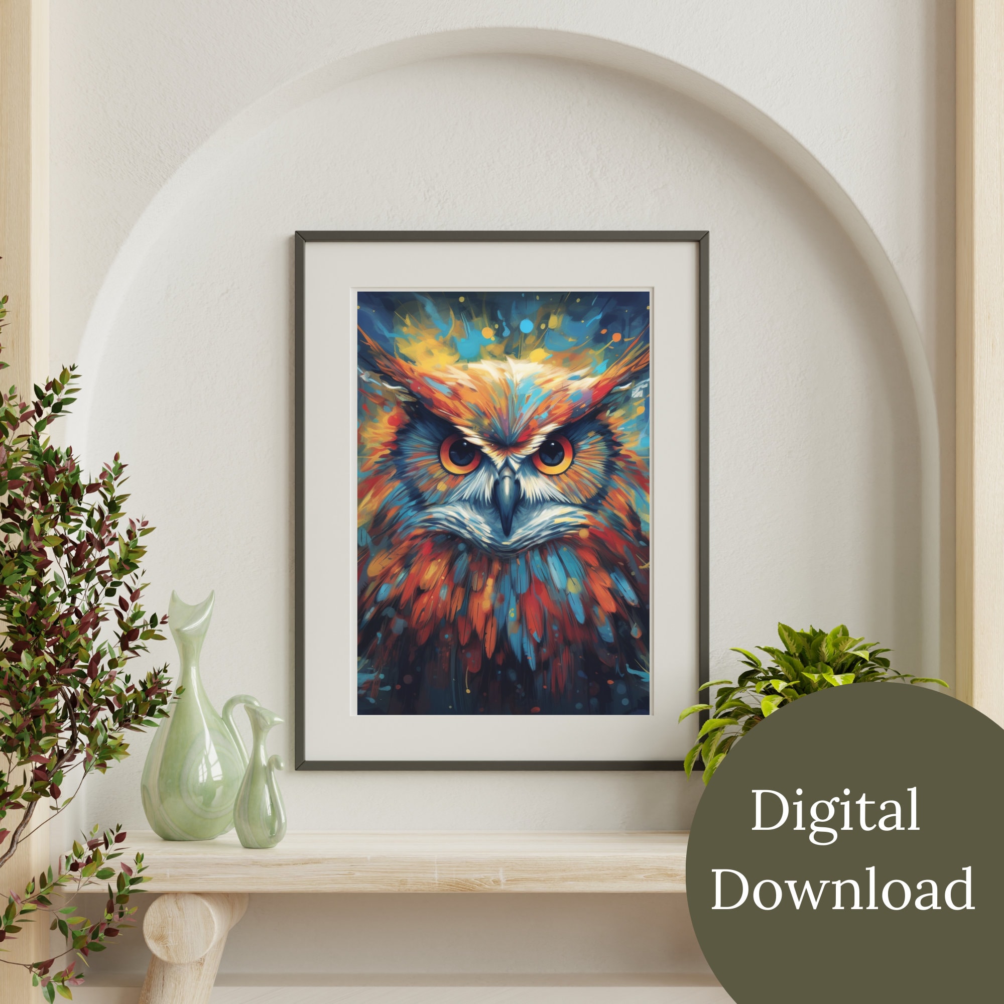 Colorful Owl Art Print Owl Wall Art for Home & Office Decor Owl Art ...