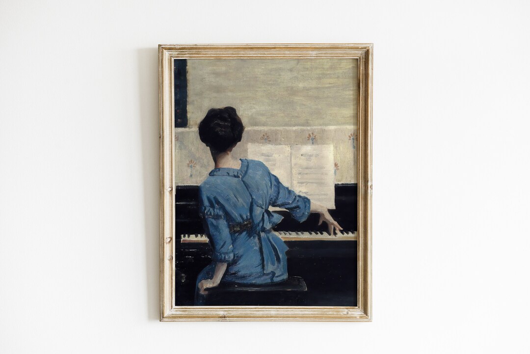 Vintage Pianist Portrait | Musical Wall Art | Retro Woman Playing Piano ...