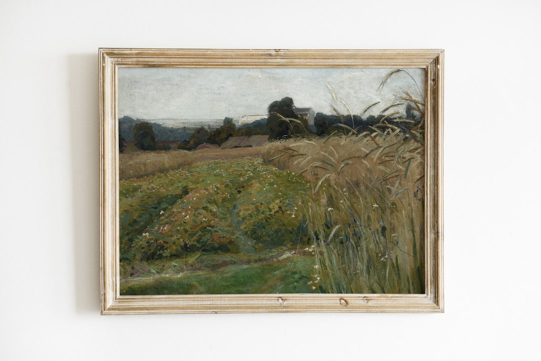 Wheat Field in Late Summer | Vintage Meadow Landscape Painting | End ...
