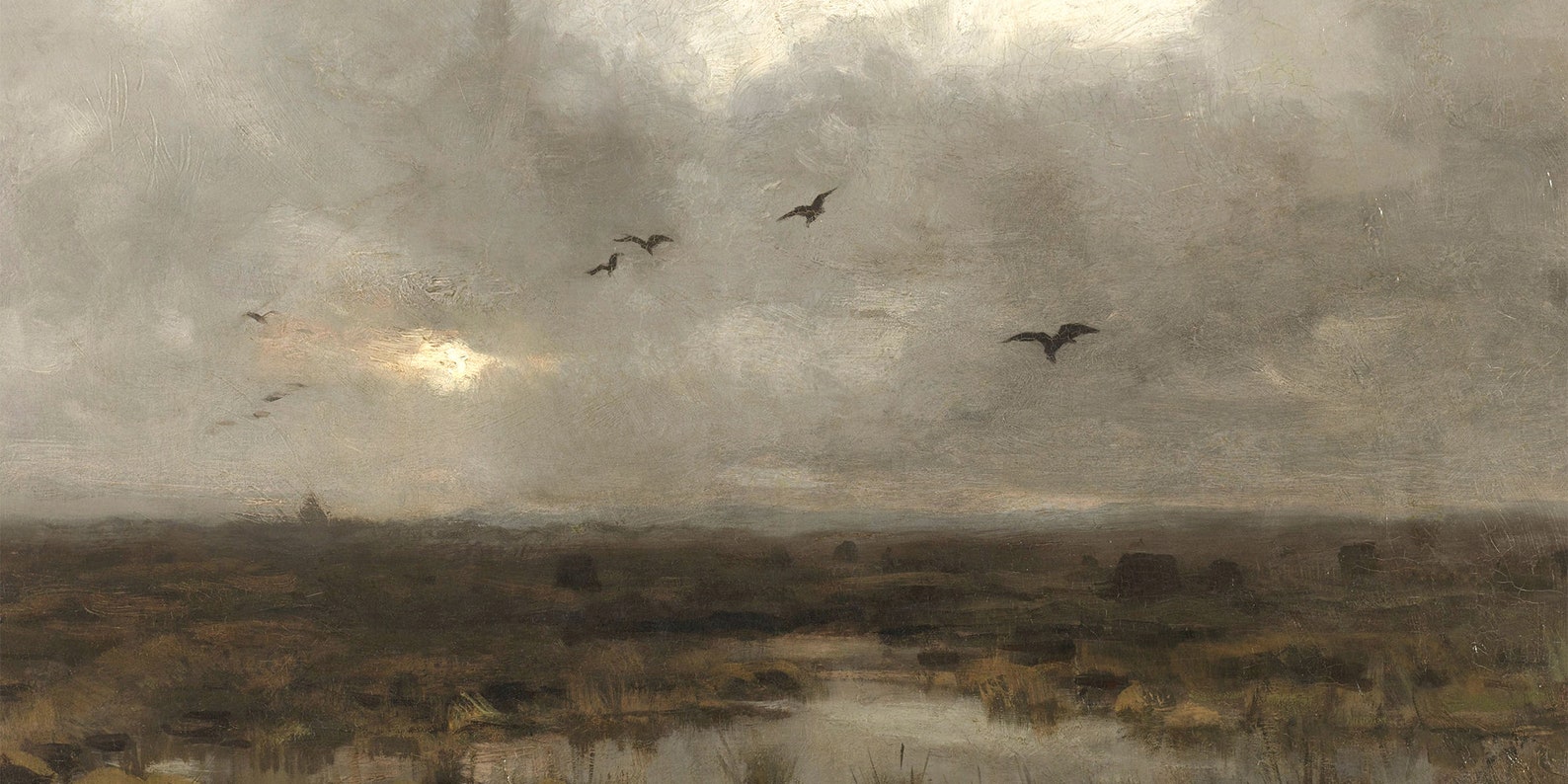 Vintage Marsh Oil Painting | Nature Art Print | Moody Marsh Painting ...