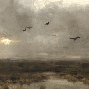 Vintage Marsh Oil Painting | Nature Art Print | Moody Marsh Painting ...