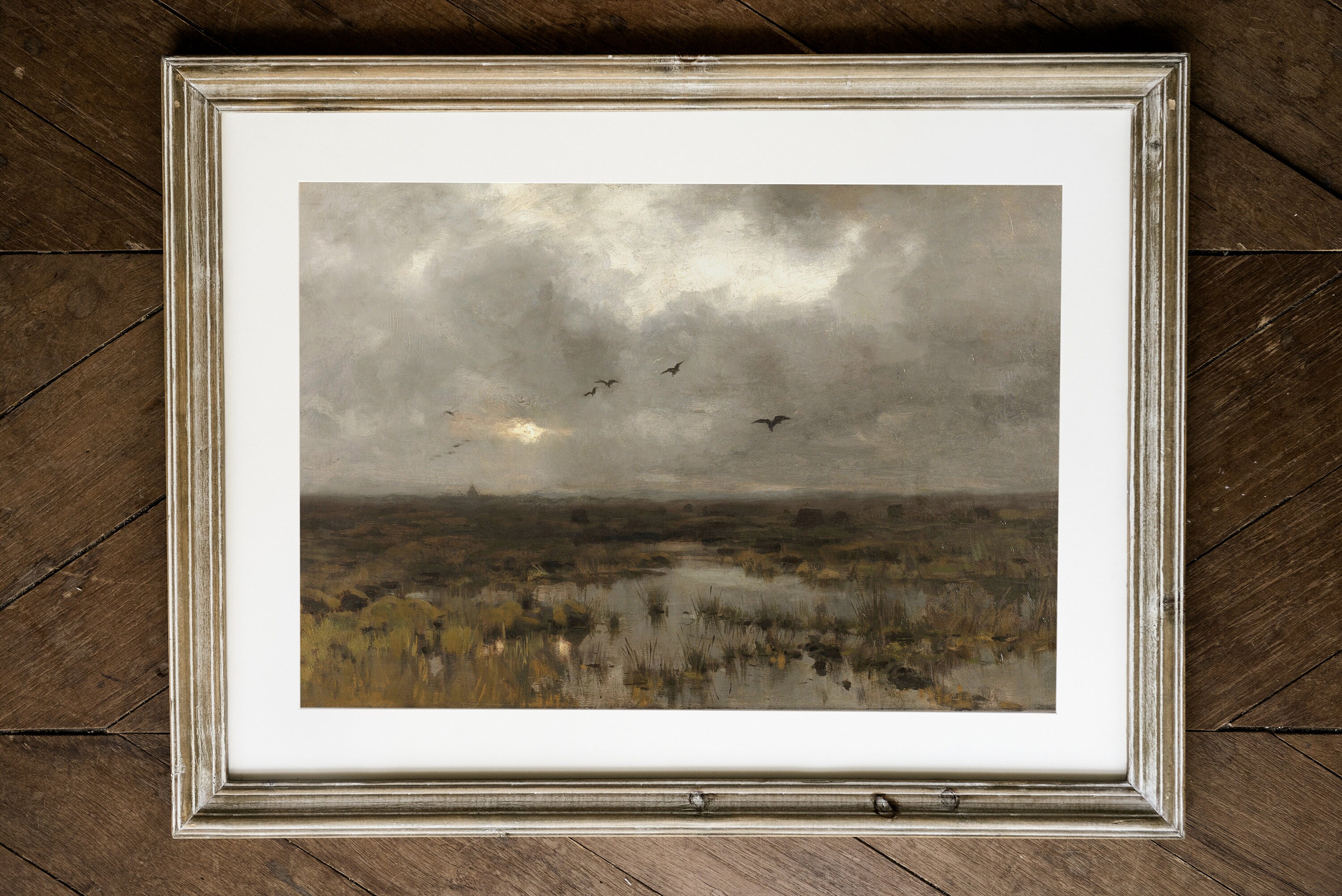 Vintage Marsh Oil Painting | Nature Art Print | Moody Marsh Painting ...