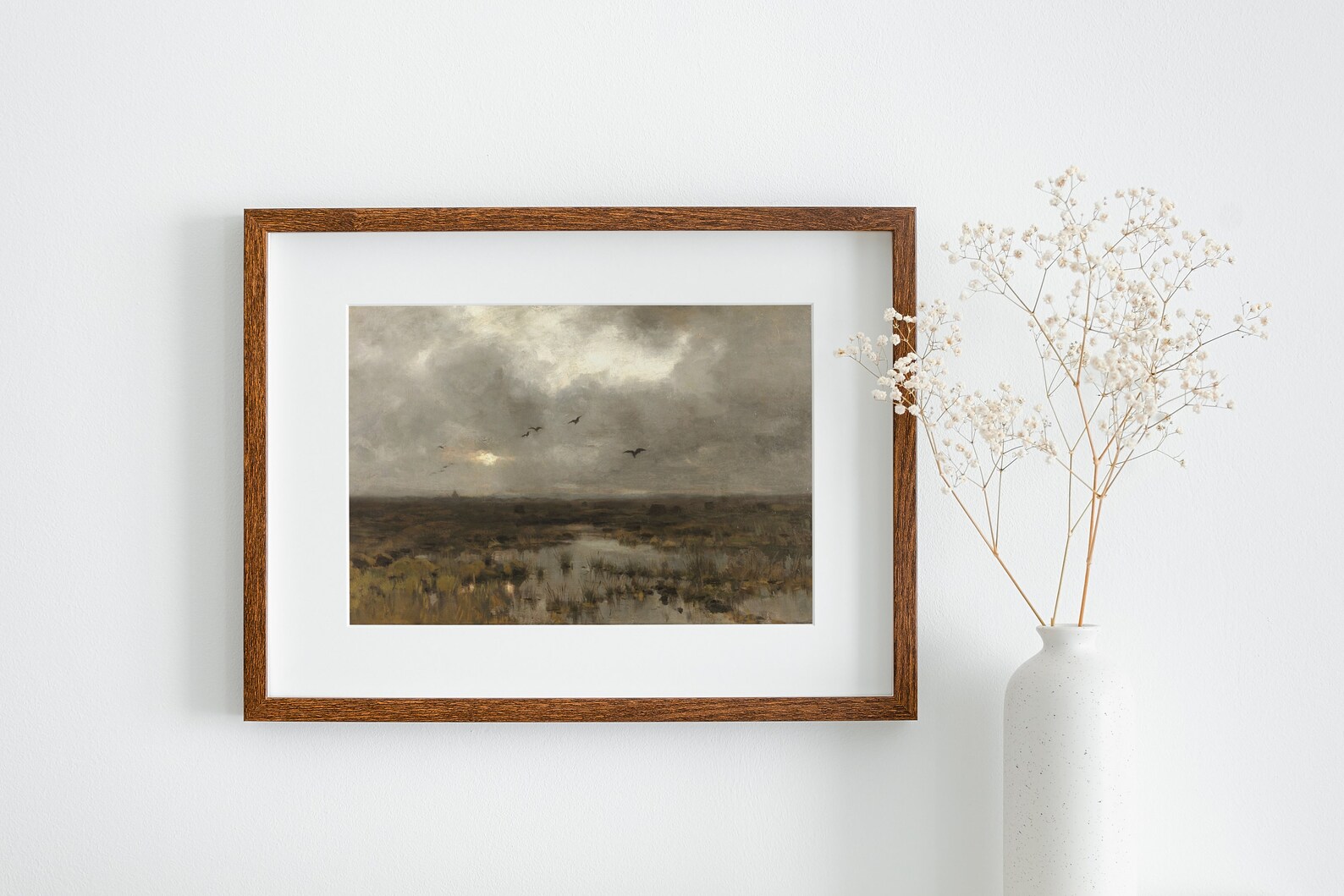 Vintage Marsh Oil Painting | Nature Art Print | Moody Marsh Painting ...