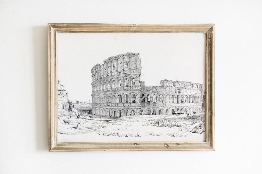 Vintage Sketch of Colosseum in Rome | Vintage Roman Architecture Sketch ...