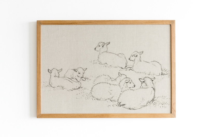 Vintage Sheep Sketch Art Print | Minimalist Graphite Drawing (digital ...