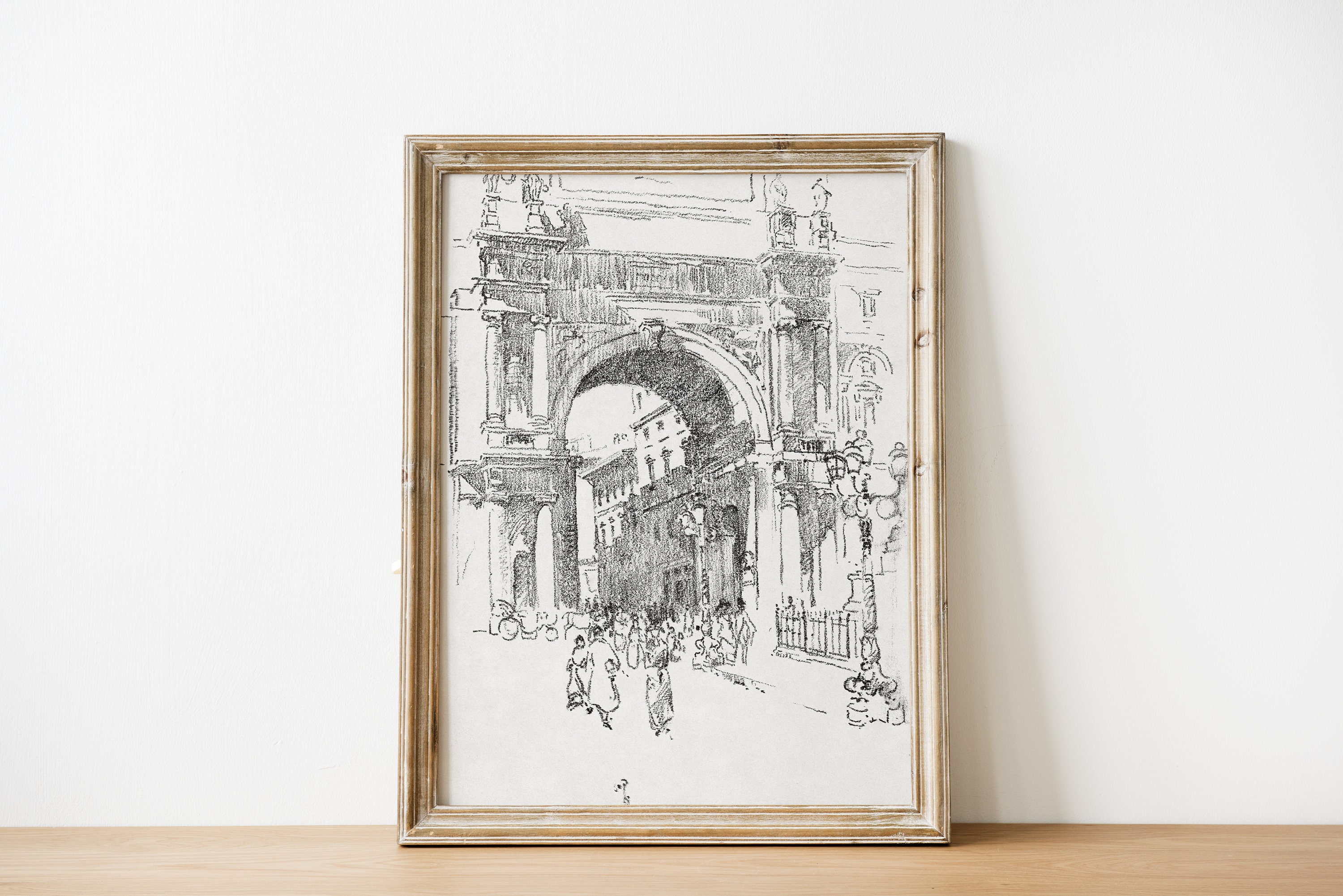 Vintage Sketch of Piazza Vittorio in Rome | Vintage Italian ...