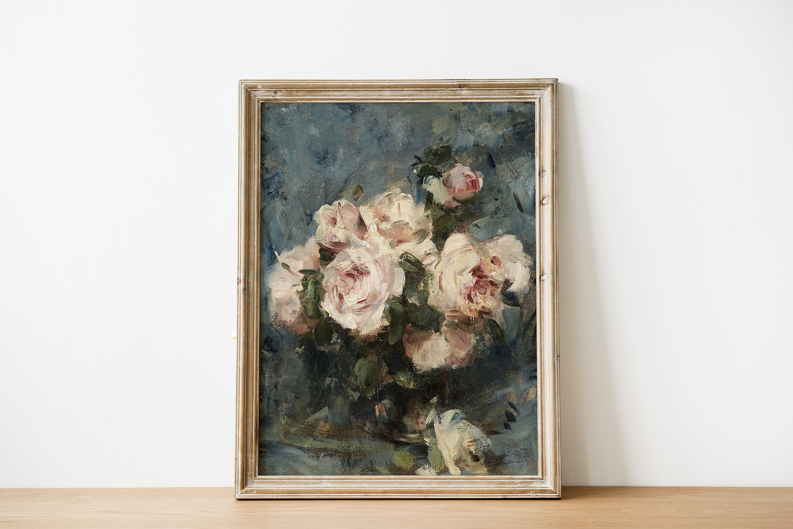 Vintage Rose Oil Painting Antique Still Life of Roses French Cottage ...