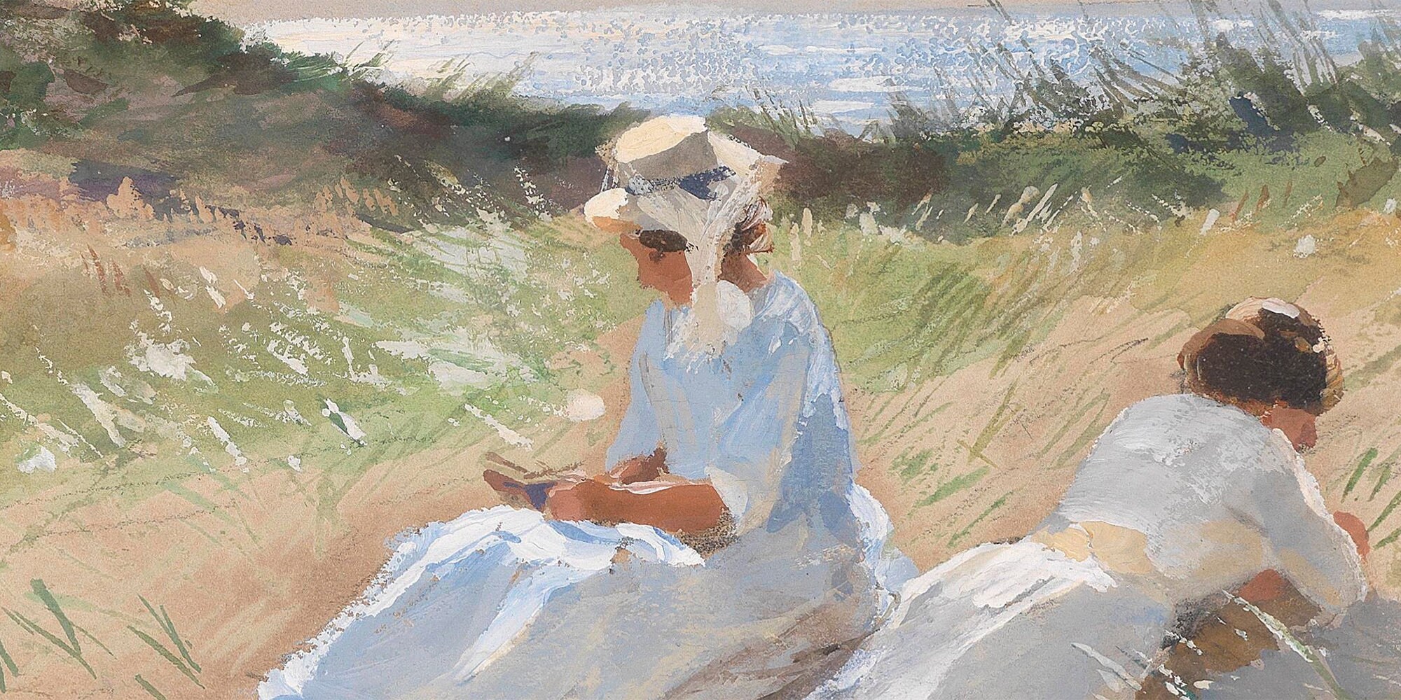 Reading With the Sea in the Background Seascape Painting - Etsy