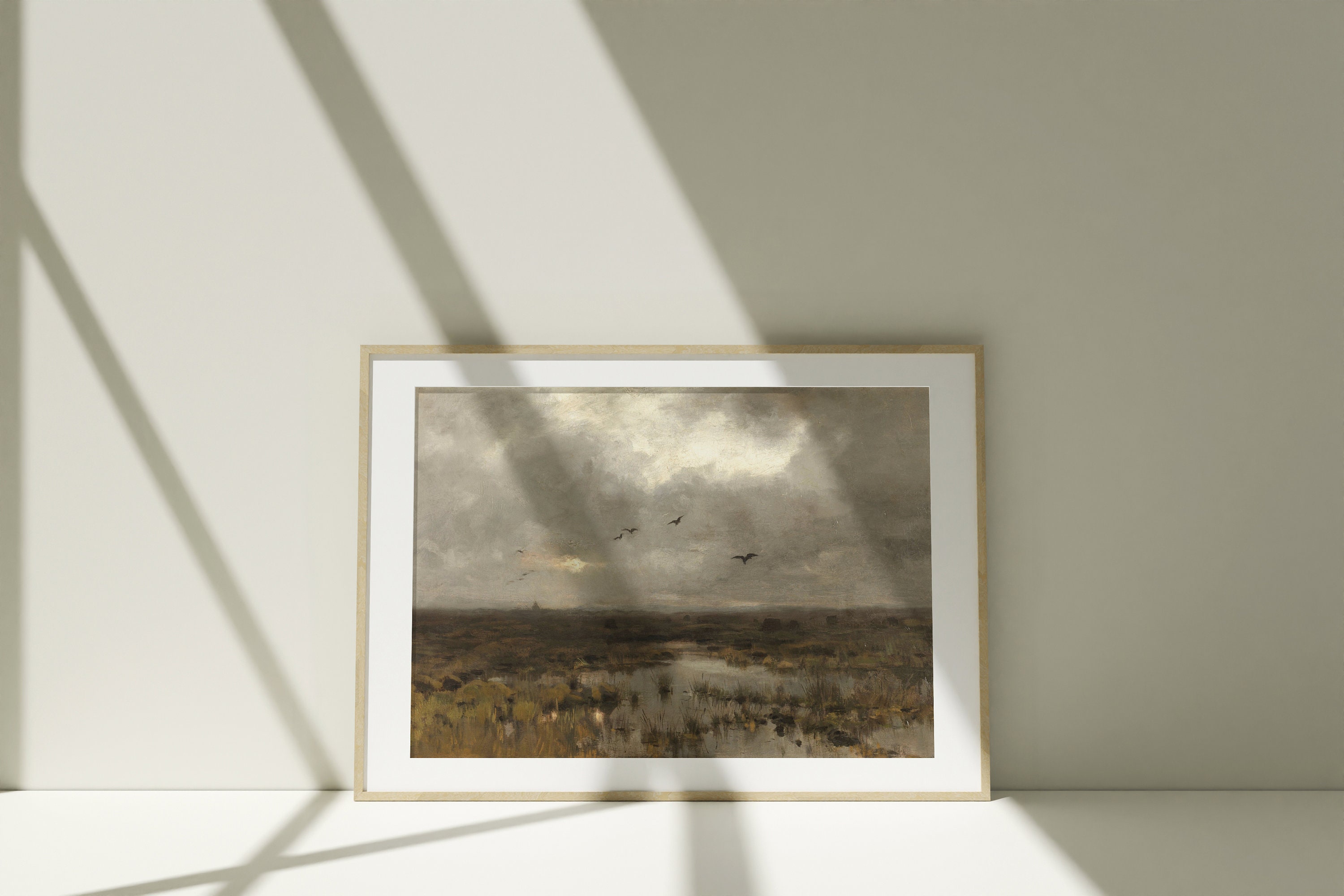 Vintage Marsh Oil Painting | Nature Art Print | Moody Marsh Painting ...