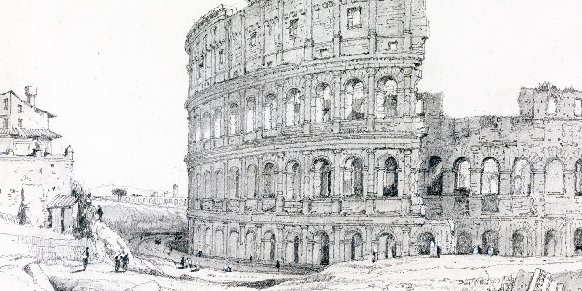 Vintage Sketch of Colosseum in Rome Vintage Roman Architecture Sketch ...