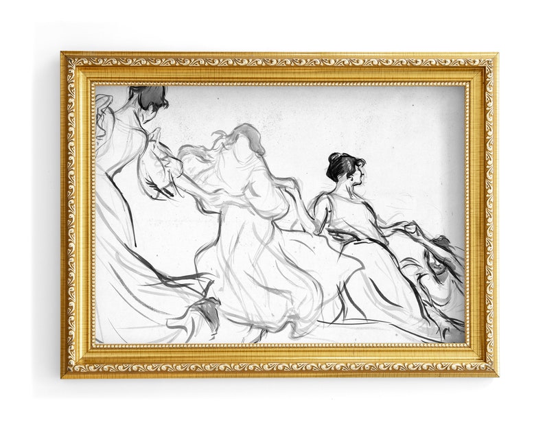Vintage Woman Dancing Sketch Women Sketch Drawing Sketch - Etsy