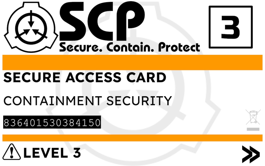 SCP Level 3 Containment Security Secure Access Card - Etsy
