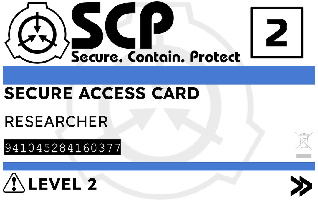 SCP Level 2 Researcher Secure Access Card - Etsy