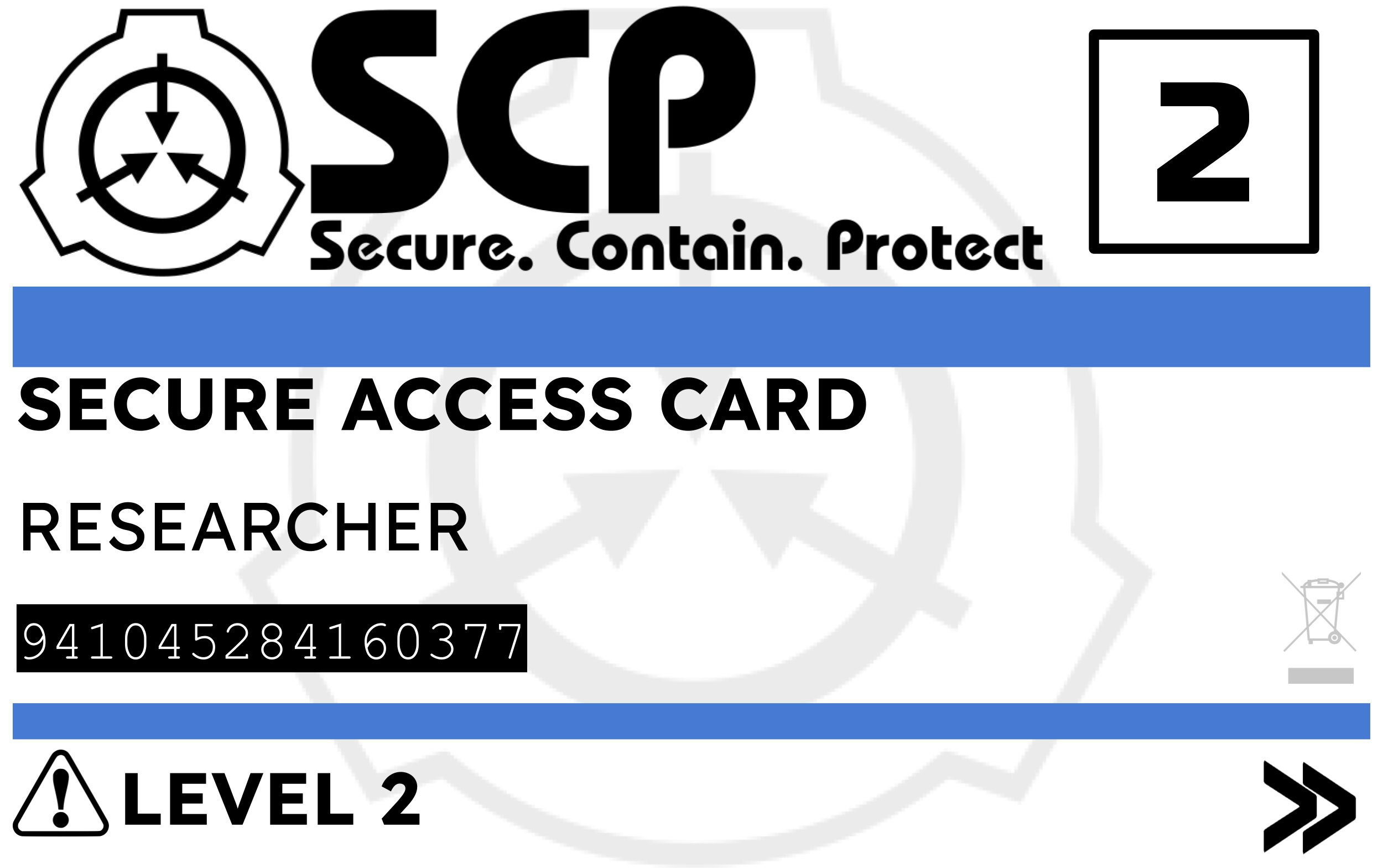 SCP Level 2 Researcher Secure Access Card - Etsy