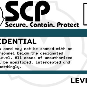 SCP Level 3 MTF NU-7 Secure Access Card - Etsy