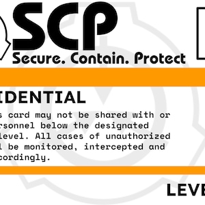 SCP Level 3 Containment Security Secure Access Card - Etsy