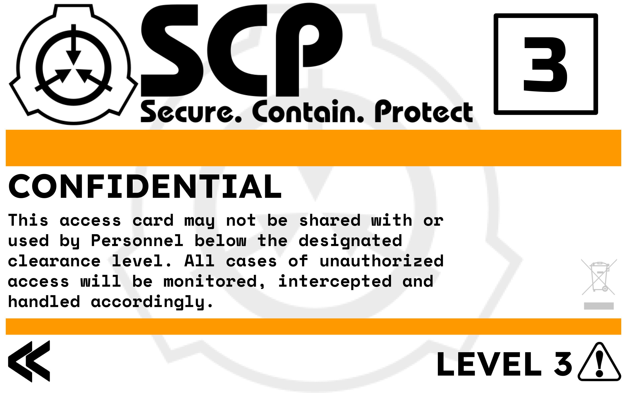 SCP Level 3 Containment Security Secure Access Card - Etsy